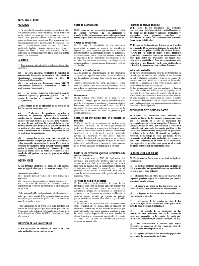 Nic 2 Resumen | PDF | normas internacionales de INFORMACION FINANCIERA ...