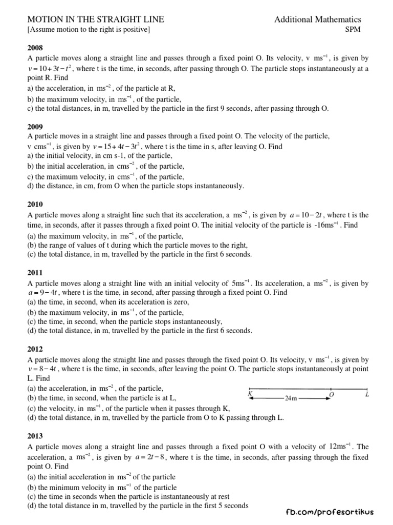 Motion in Straight Line Particle Problems SPM Additional Mathematics ...