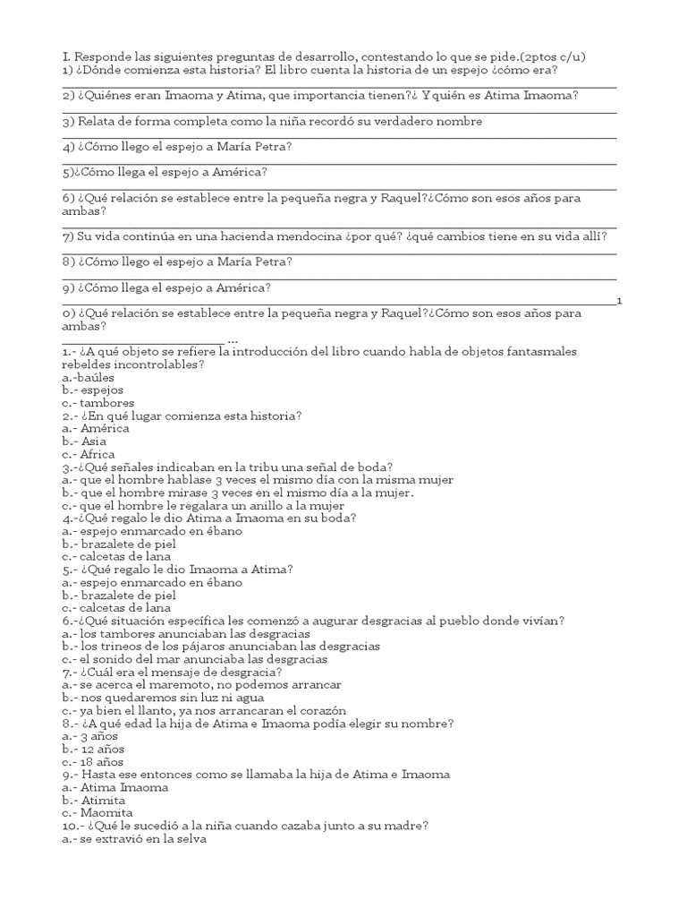 El espejo de Atima Imaoma: historia y destino | PDF | Rachel