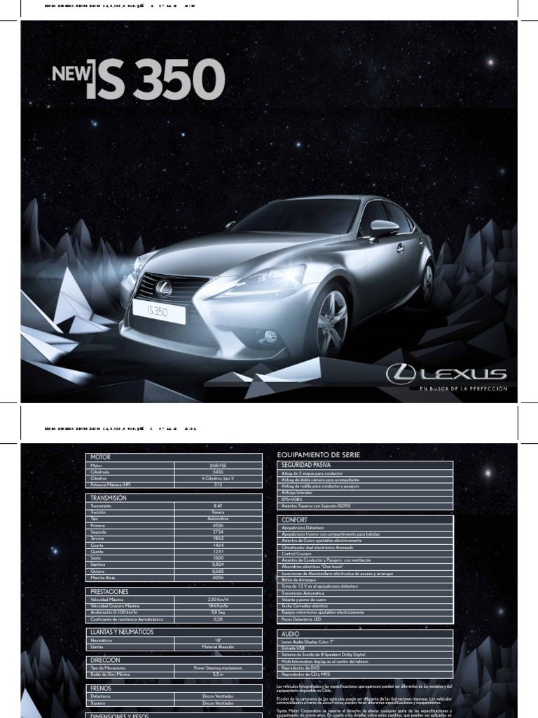 Ficha Tecnica Lexus Is350 215x280 Cms | PDF
