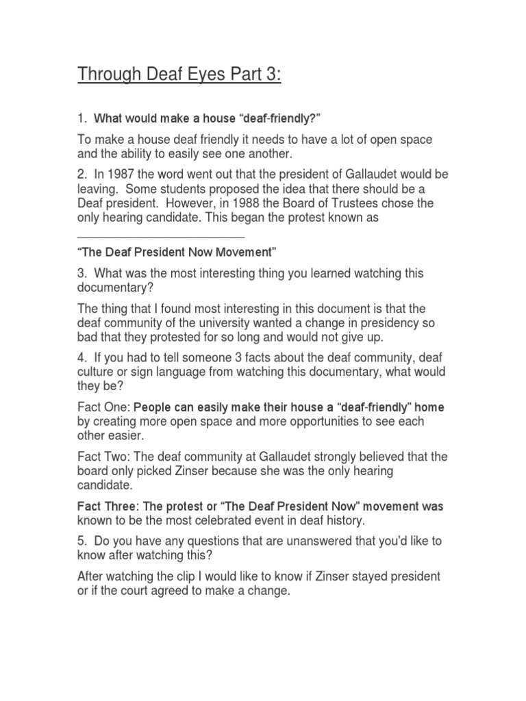 Through Deaf Eyes Part 3 | PDF