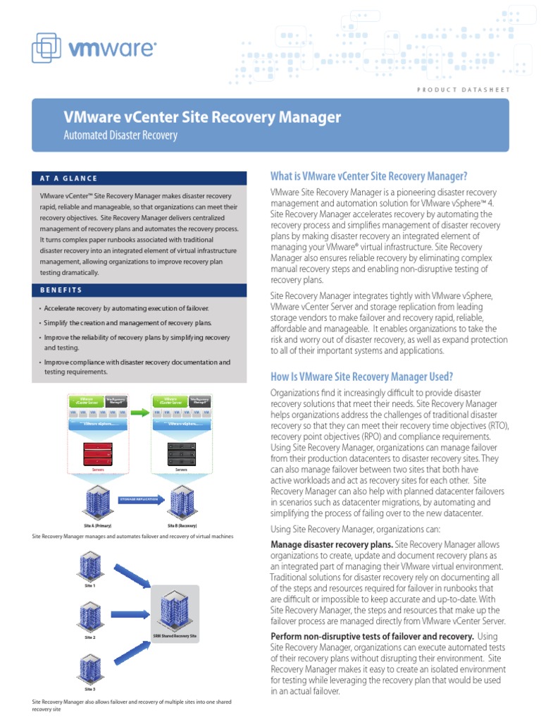 SRM Datasheet | PDF | Virtual Machine | V Mware