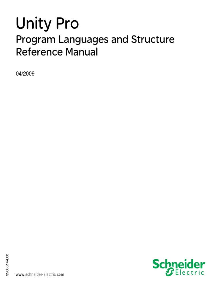 Schneider Unity Pro. Program Languages and Structure - Reference Manual | PDF | Subroutine ...