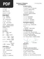 Dynamics FULL Equation Sheet | PDF | Kinematics | Acceleration