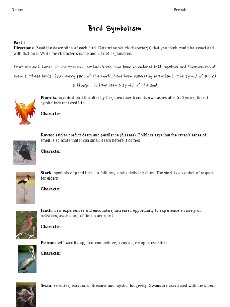 Bird Symbolism and Character Connections | PDF | Poetry | General Fiction