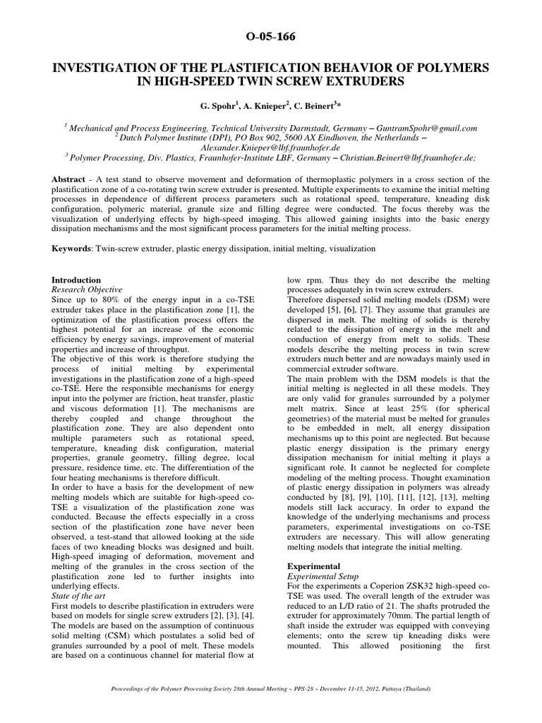 Polymer Plastification Insights | PDF | Viscosity | Extrusion