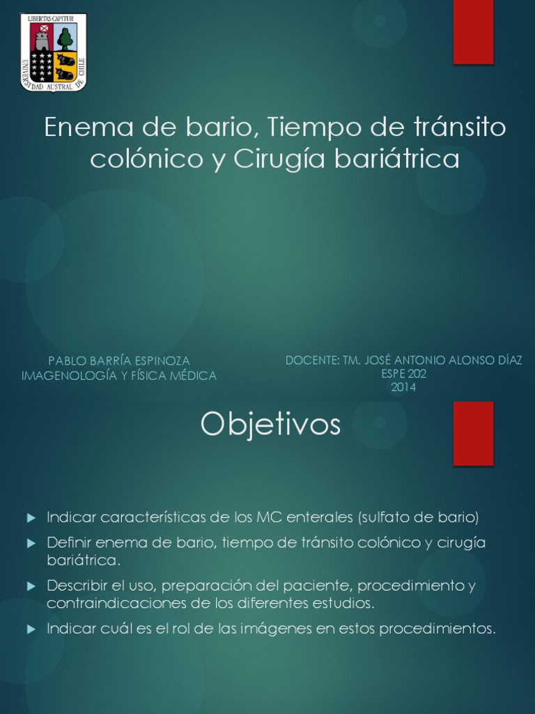 Enema Baritado, Tiempo Tránsito Colónico y Cirugía Bariátrica | PDF ...