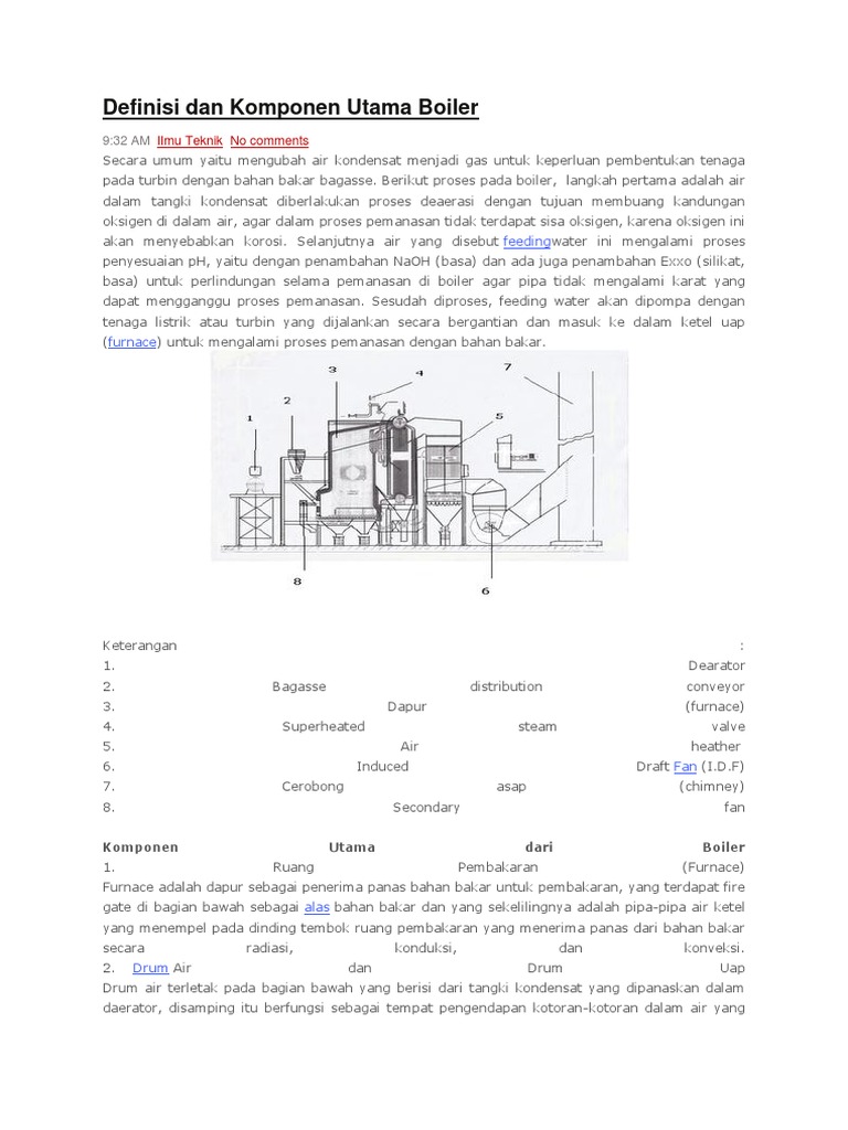 Definisi Dan Komponen Utama Boiler | PDF