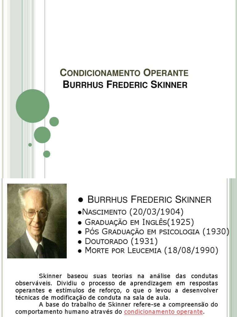 Condicionamento Operante | PDF | Conceitos psicológicos | Escolas da ...