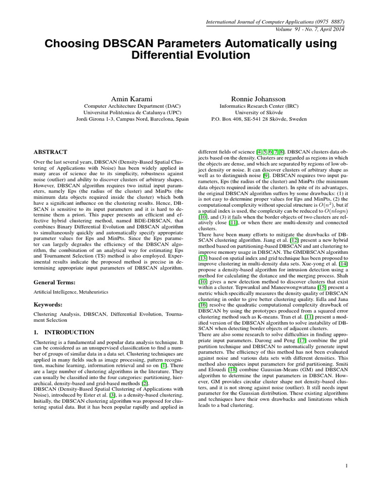 Bde Dbscan Pdf Cluster Analysis Algorithms And Data Structures