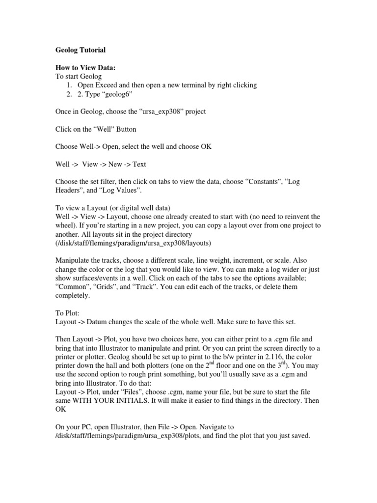 Geolog Tutorial | PDF | File Format | Comma Separated Values