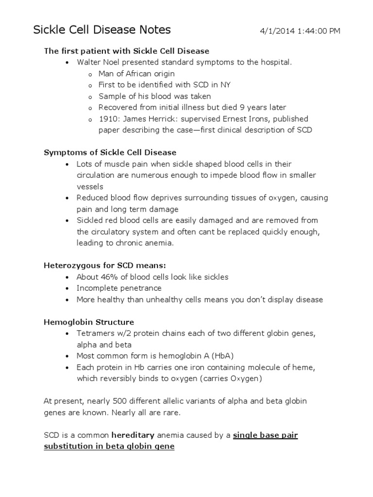 Sickle Cell Disease Notes | PDF | Gel Electrophoresis | Blot (Biology)