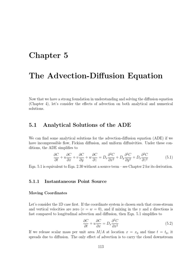 Ch5 The Advection Diffusion Equation Physics And Mathematics Physics