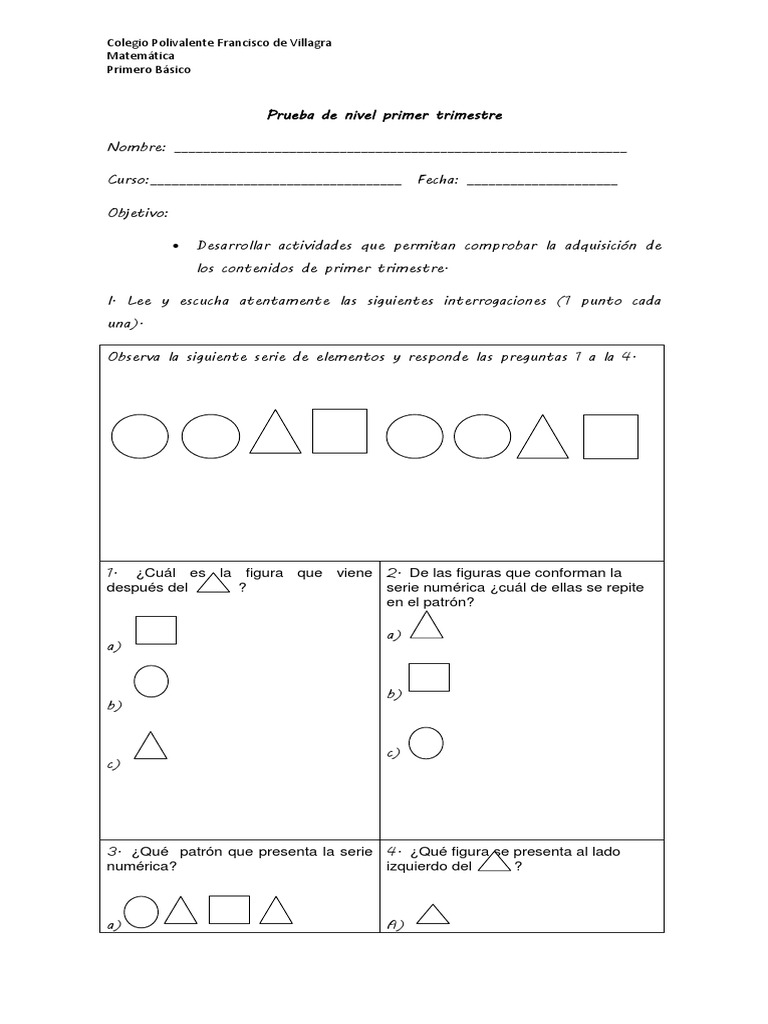 Prueba de Nivel Primer Trimestre | PDF | Ocio | Deportes