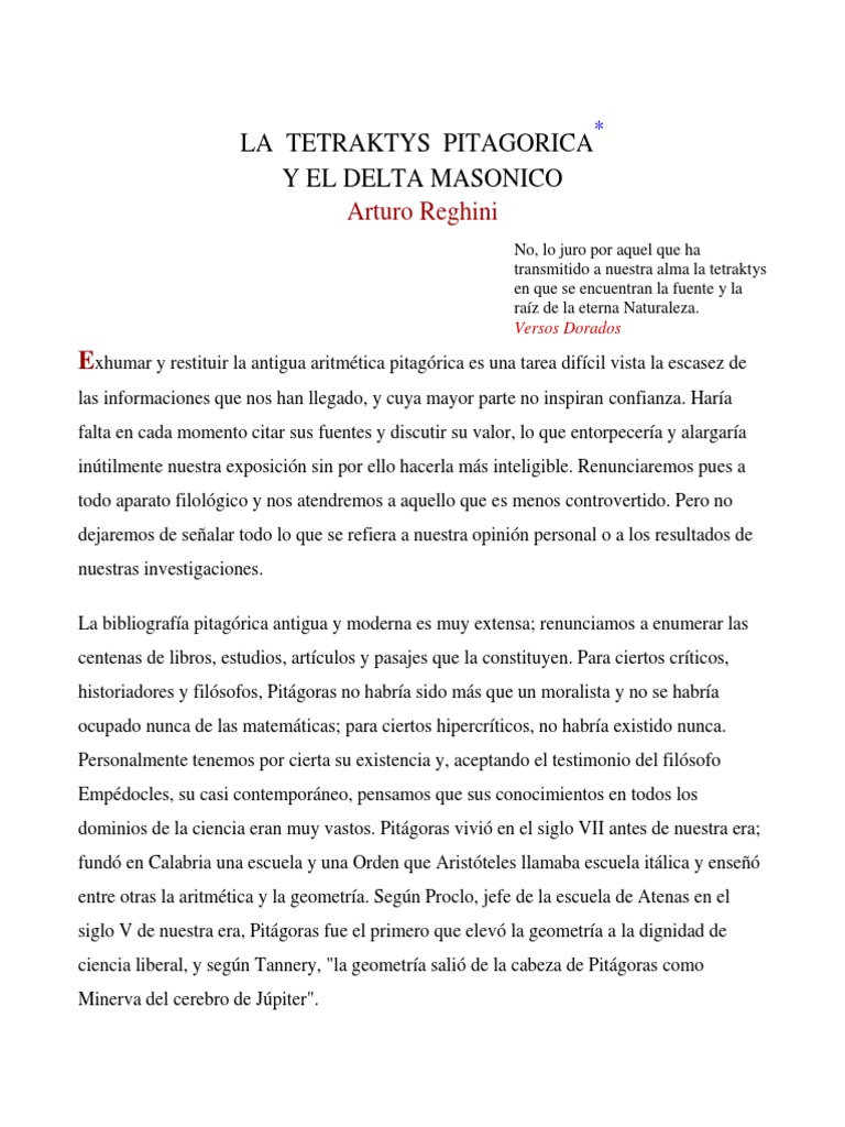 La Tetractis Pitagorica y El Delta Masonico | PDF | Tetraedro | Triángulo
