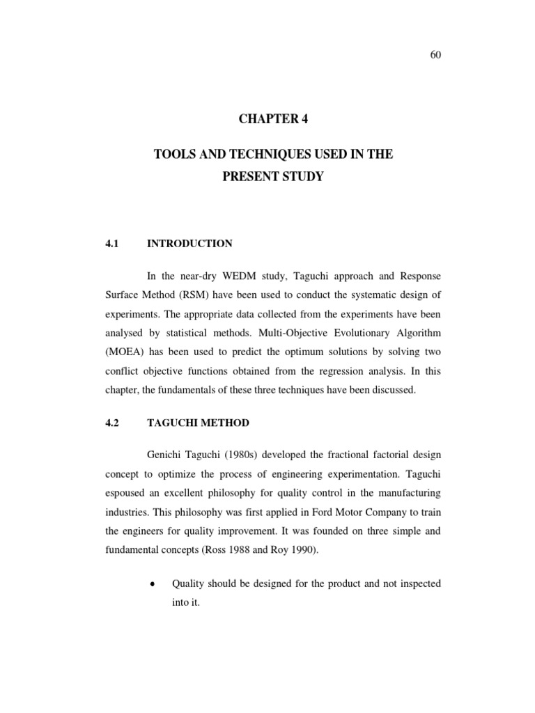 Taguchi's Design of Experiments and Selection of Orthogonal Array | PDF ...
