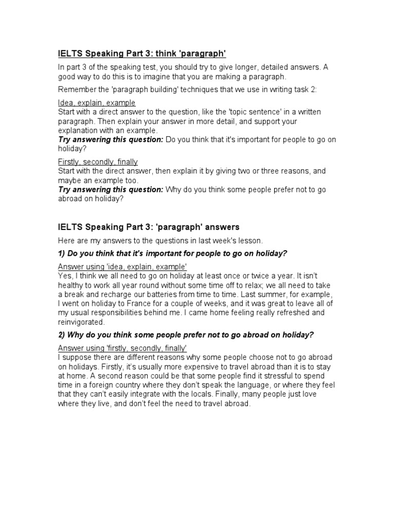 IELTS Speaking Part 3 | Download Free PDF | Communication | Cognitive ...