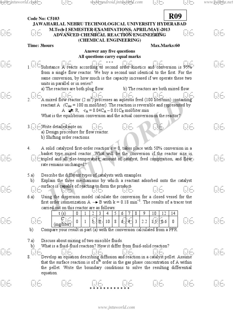 Advanced Chemical Reaction Engineering | PDF | Chemical Reactor ...
