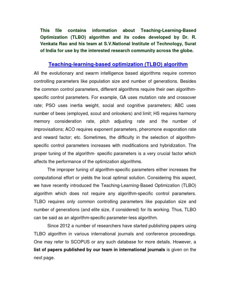 Tlbo Codes | PDF | Mathematical Optimization | Algorithms