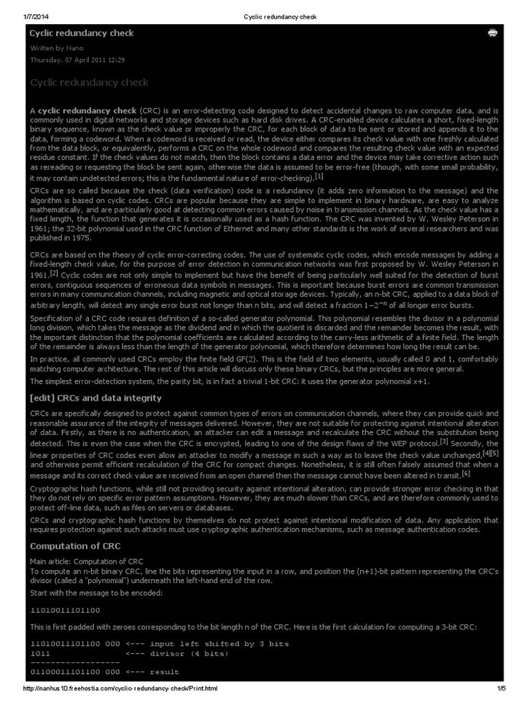 Cyclic Redundancy Check Pdf Pdf Areas Of Computer Science Abstract Algebra