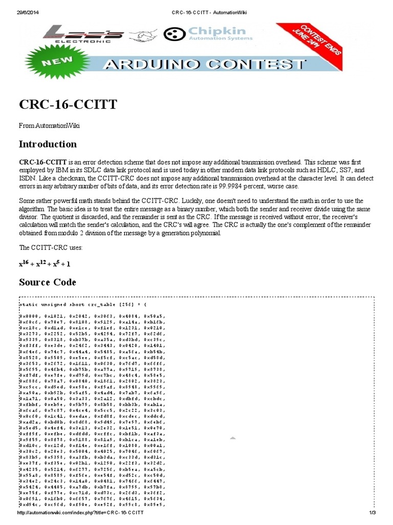 CRC-16-CCITT Error Detection Guide | PDF | Teaching Mathematics | Computer Data