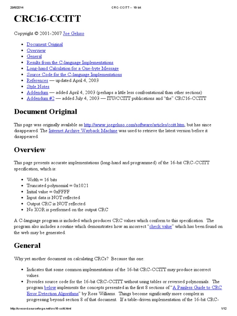 CRC-CCITT - 16-Bit PDF | PDF | Computer Architecture | Digital Technology
