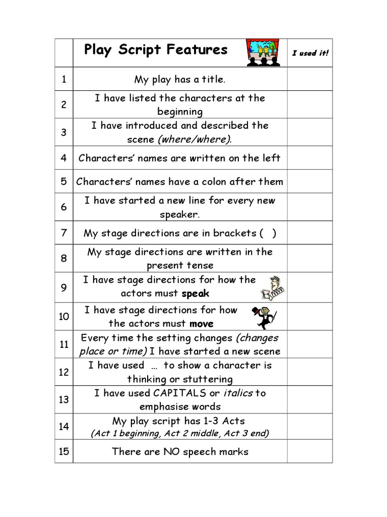 Playscript Checklist JM | PDF | Foreign Language Studies | Art