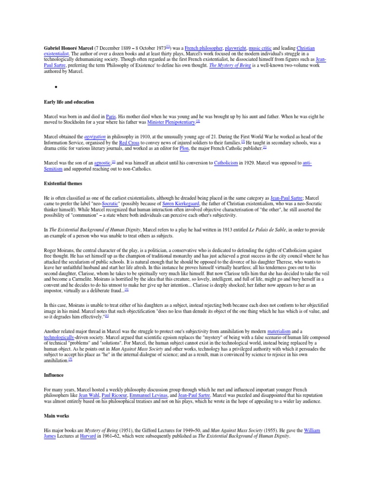 Gabriel Honoré Marcel | PDF | Truth | Western Philosophy