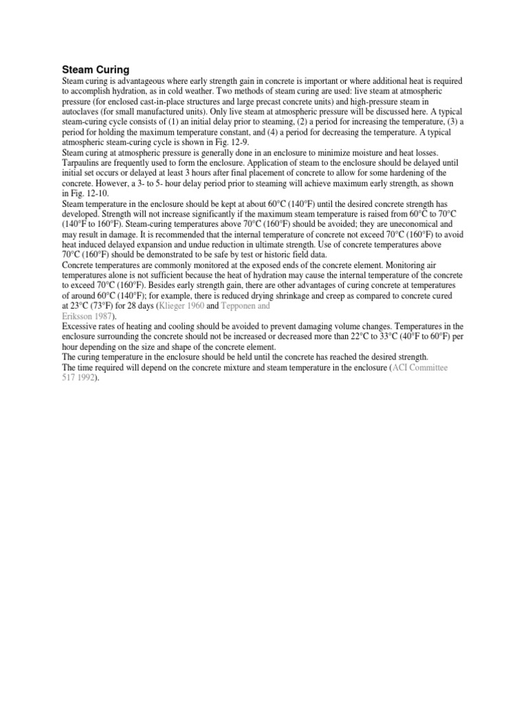 Steam Curing Advantages and Methods | PDF | Steam | Concrete