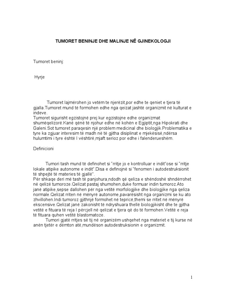 Tumoret Malinje Dhe Beninje | PDF