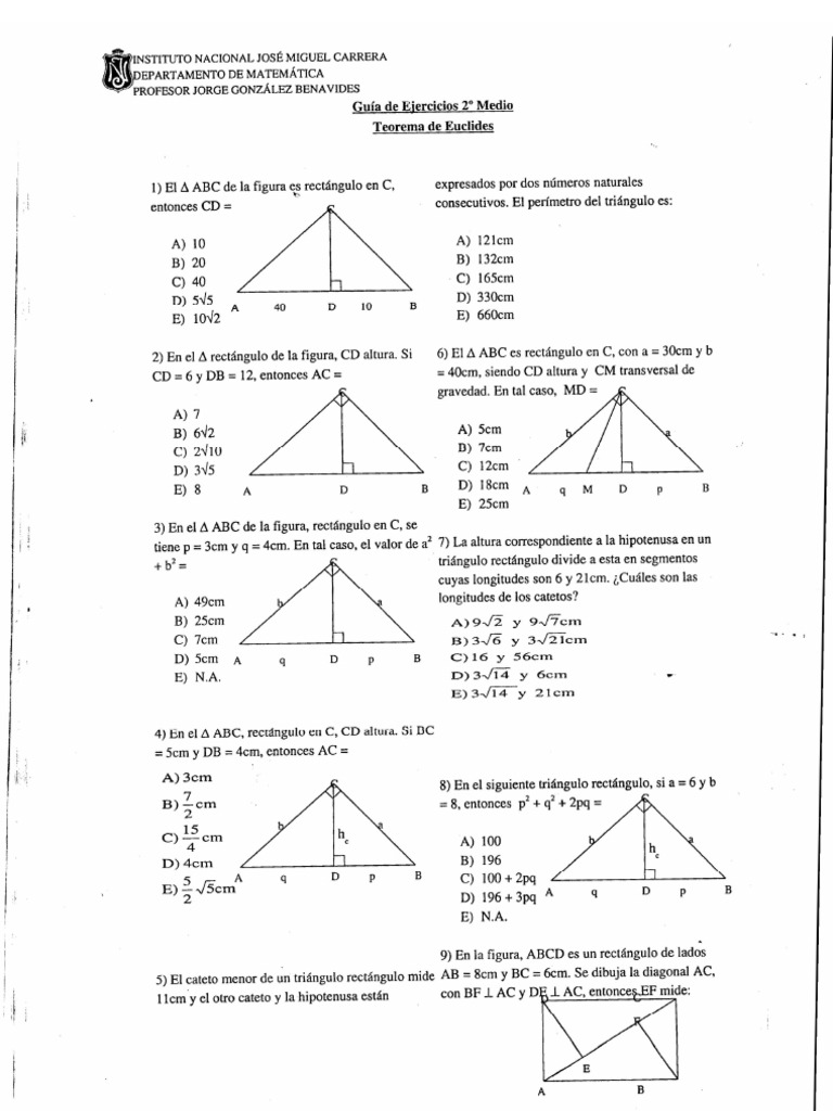 Guía De Ejercicios Euclides Pdf