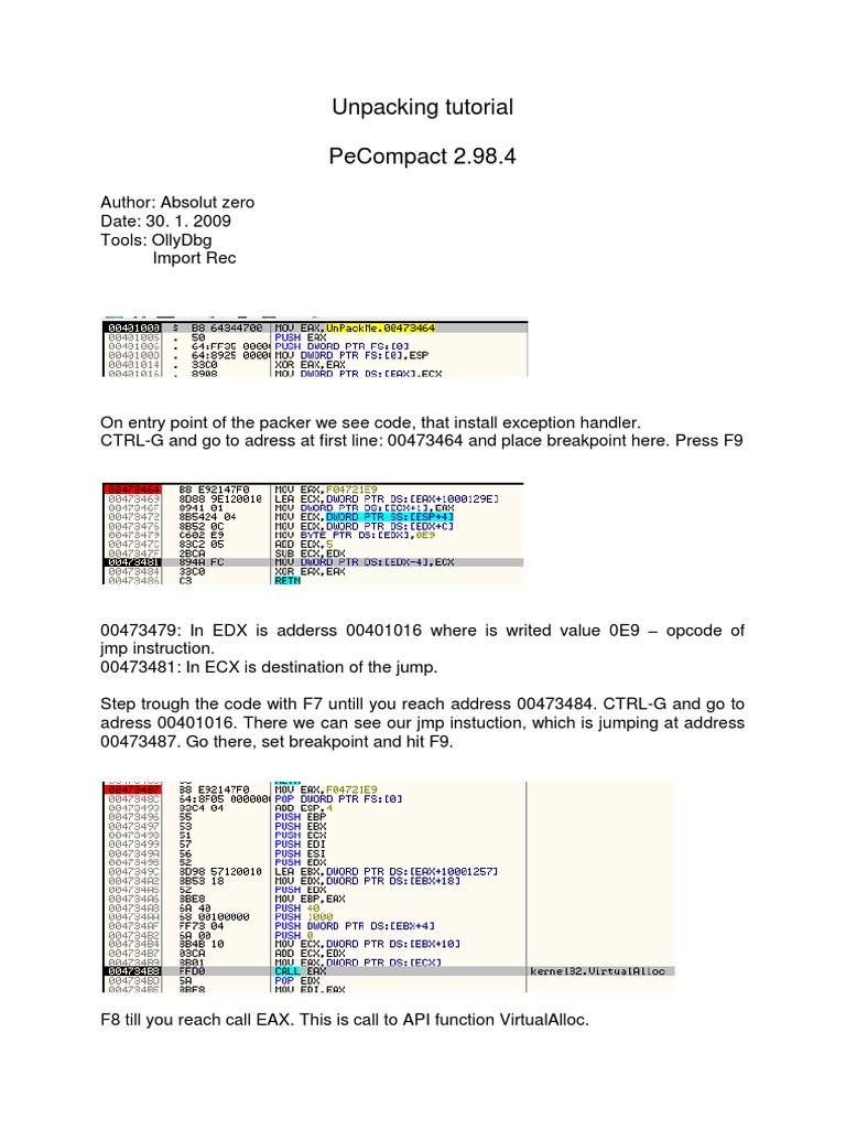 PeCompact 2.98.4 Unpacking | PDF | Software Engineering | Computer Programming