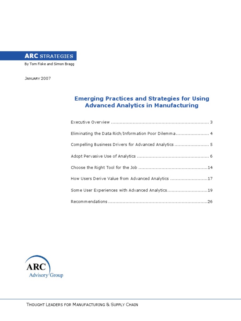 ARC Advanced Analytics Manufacturing | PDF | Analytics | Data Analysis