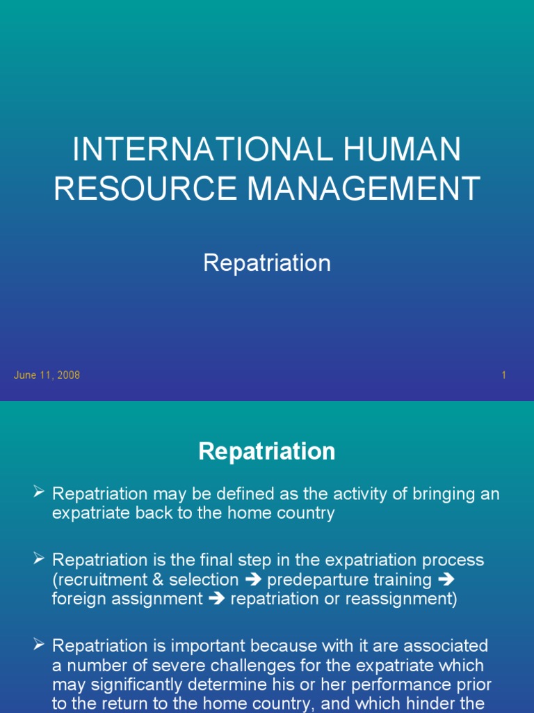 Repatriation Challenges for Expatriates | PDF | Anxiety | Psychological ...