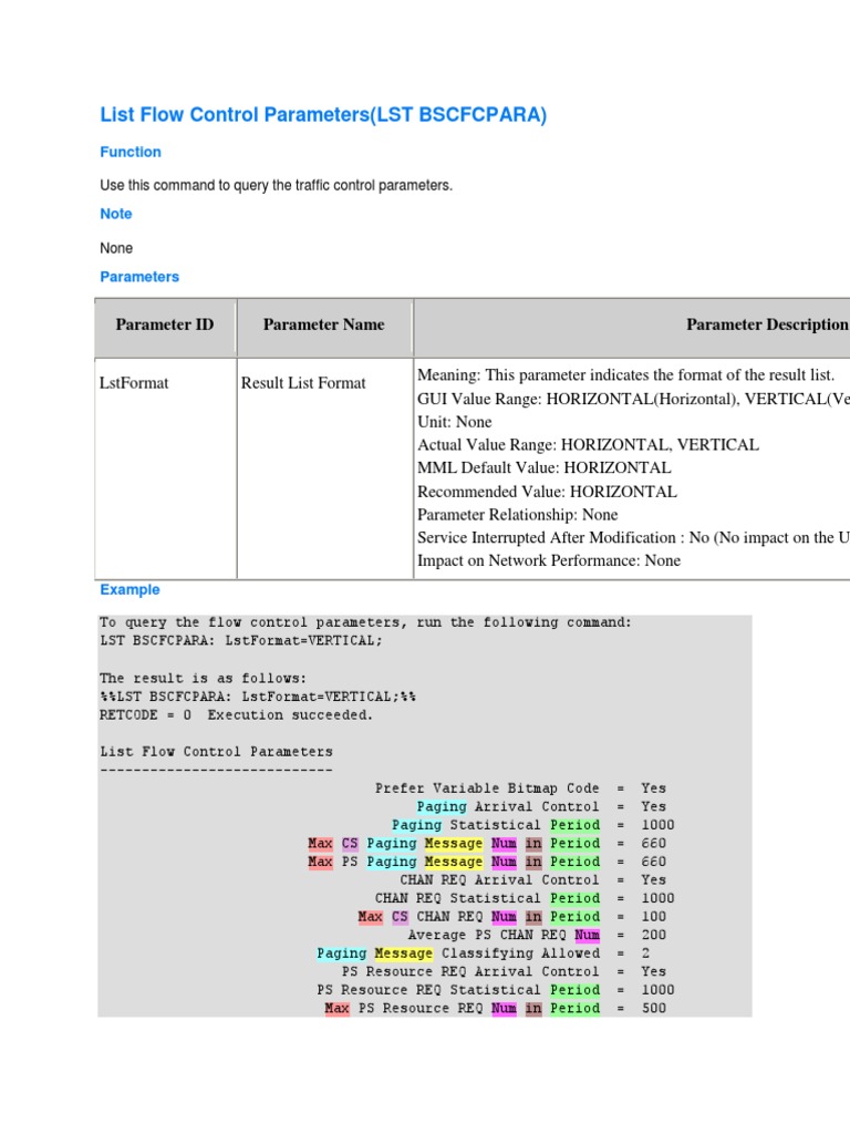 Huawei BSC6900 LST Flow Control Parameter | PDF | Parameter (Computer ...