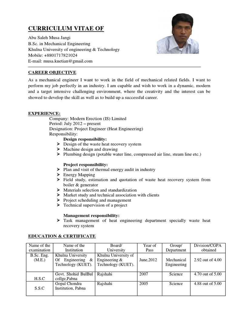 Musa CV | PDF | Mechanical Engineering | Engineering