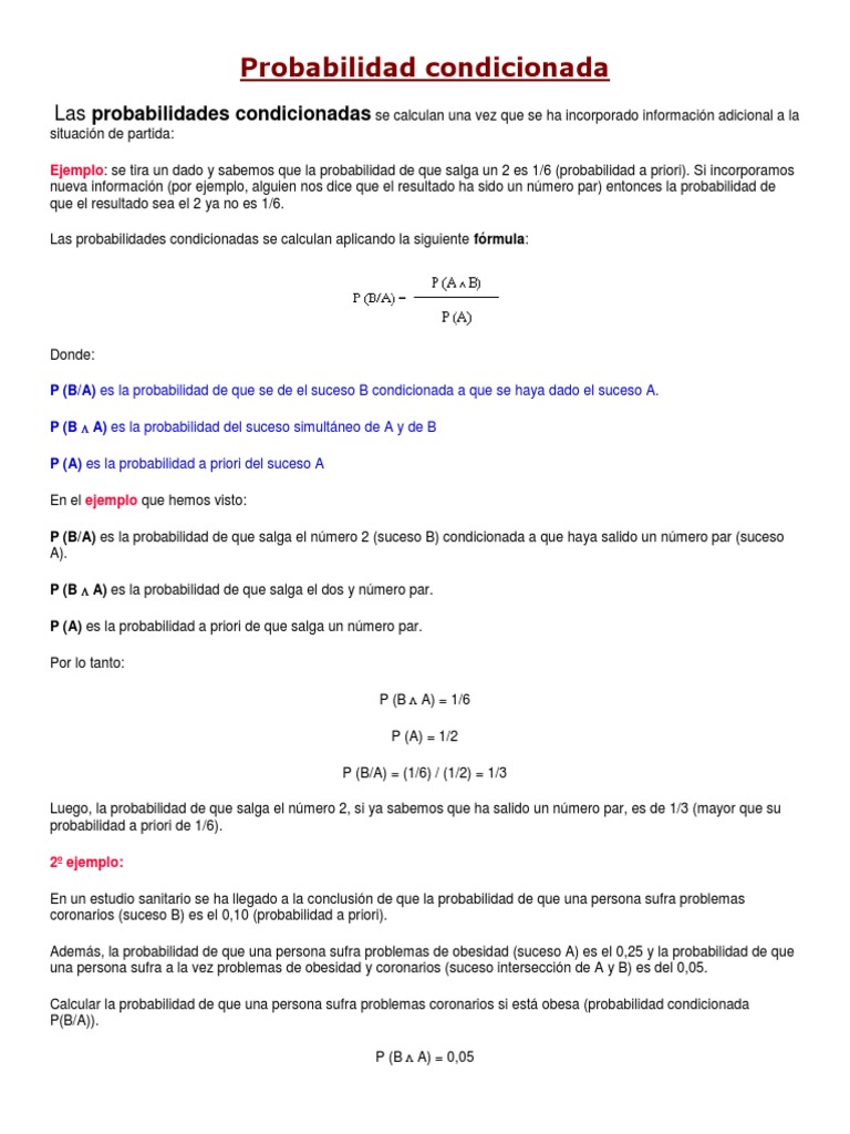 Probabilidad Condicionada | PDF | Probabilidad | Diagnostico medico