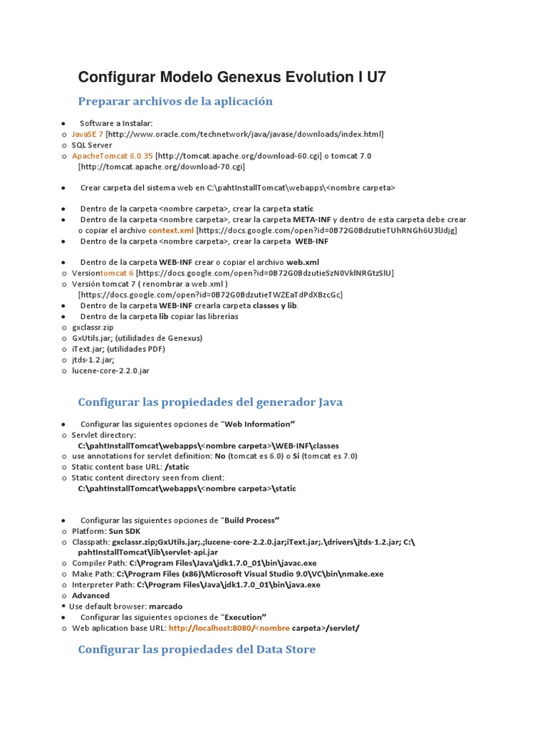 Configuración de Genexus con Java y iText | PDF | Informática