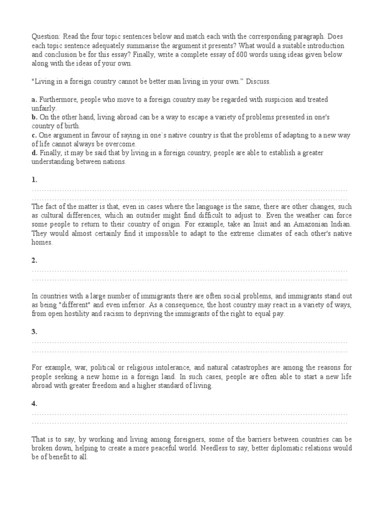 Living in A Foreign Country | PDF | Immigration | People