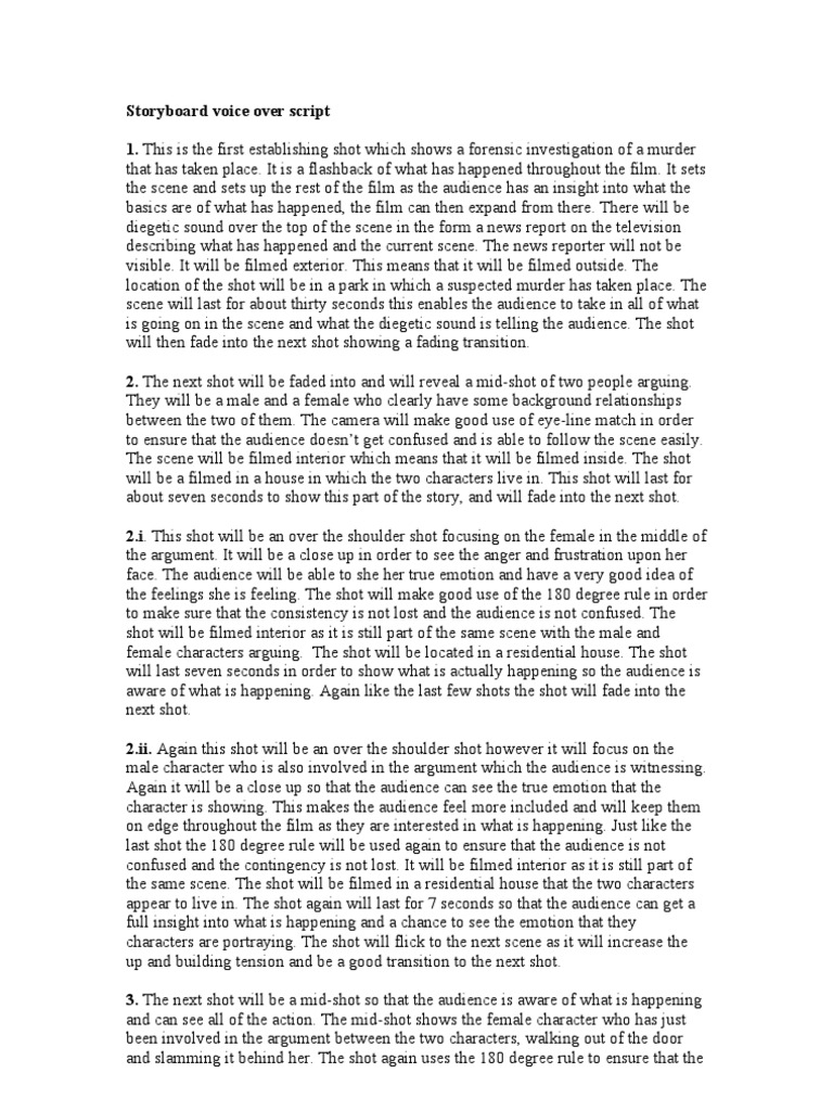 Storyboard Voice Over Script | PDF | Leisure