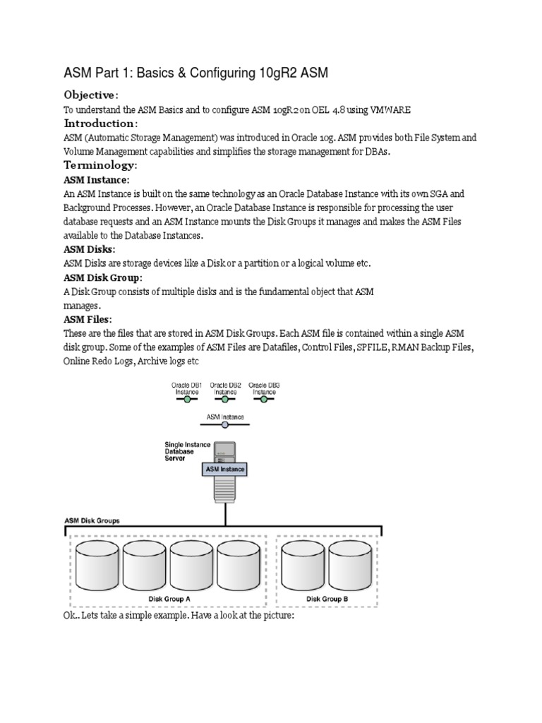 Asm Part 1 Basics And Configuring 10gr2 Asm Pdf Oracle Database Databases