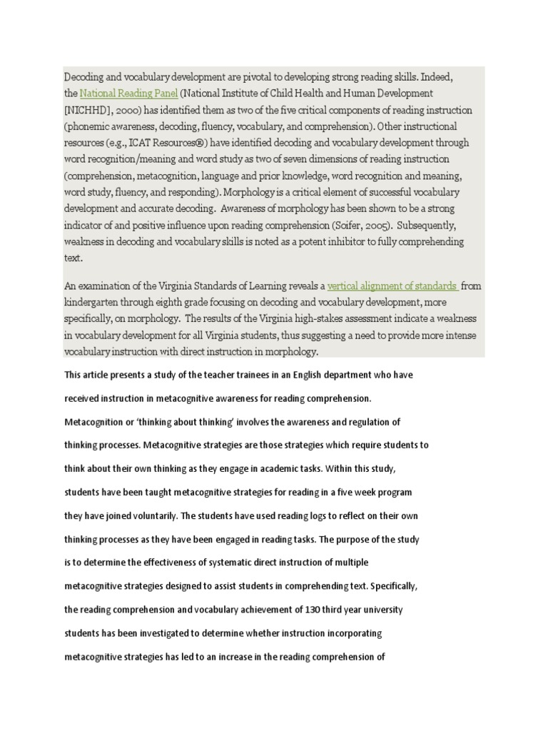 National Reading Panel | PDF | Reading Comprehension | Idiom