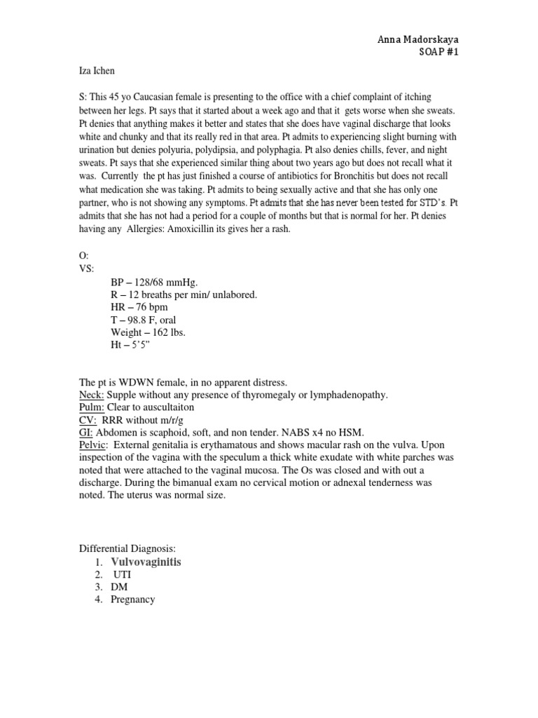 SOAP Practice | PDF | Candidiasis | Medical Specialties
