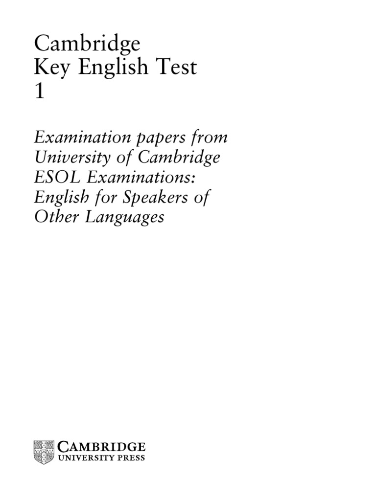 Cambridge Key English Test 1 | PDF | Workweek And Weekend