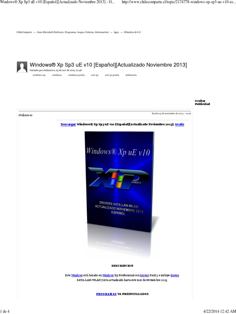 Windows® XP Sp3 Ue v10 (Español) (Actualizado Noviembre 2013 ...