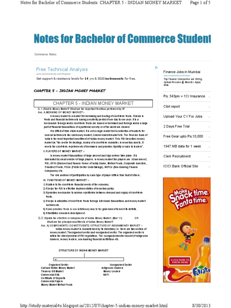 Free Technical Analysis & Indian Money Market Notes | PDF | Reserve ...