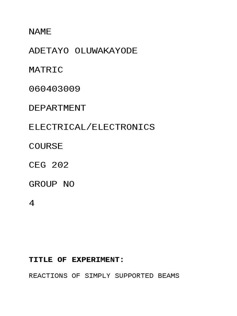 Ceg Lab 2 | PDF | Beam (Structure) | Force