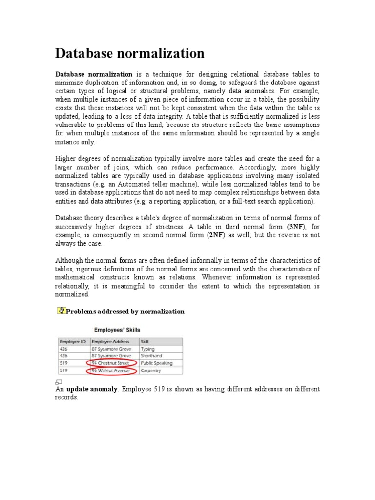 Database Normalization | PDF | Relational Model | Databases Database Normalization | PDF | Relational Model | Databases