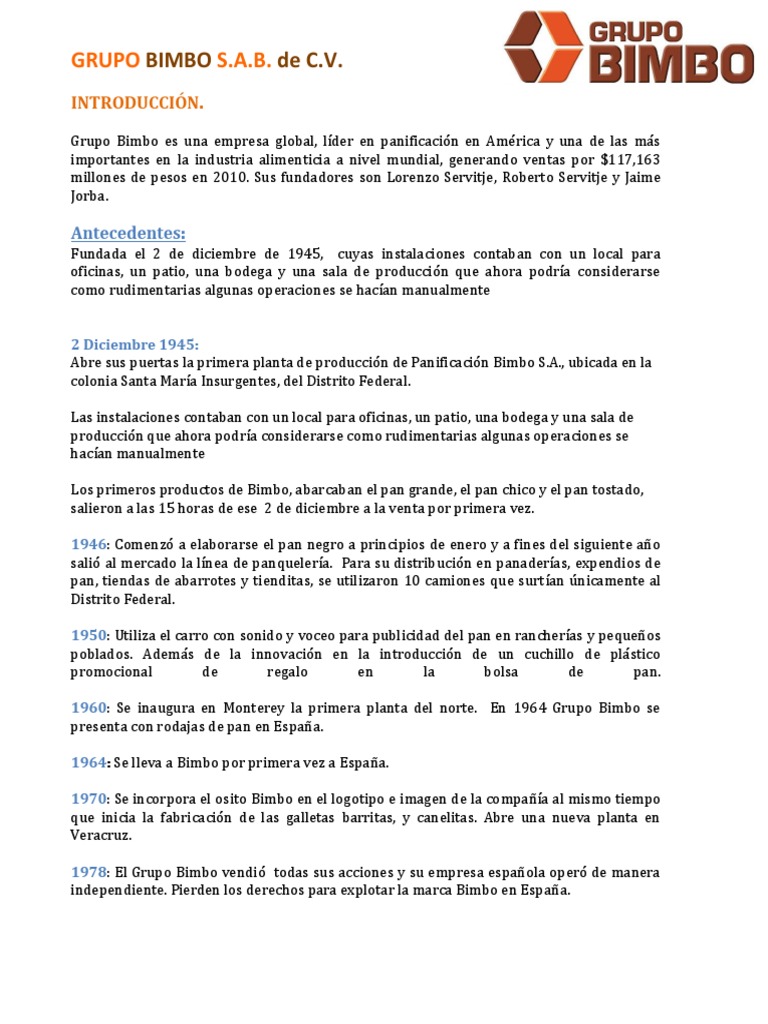 Bimbo | PDF | Alimentos | Business