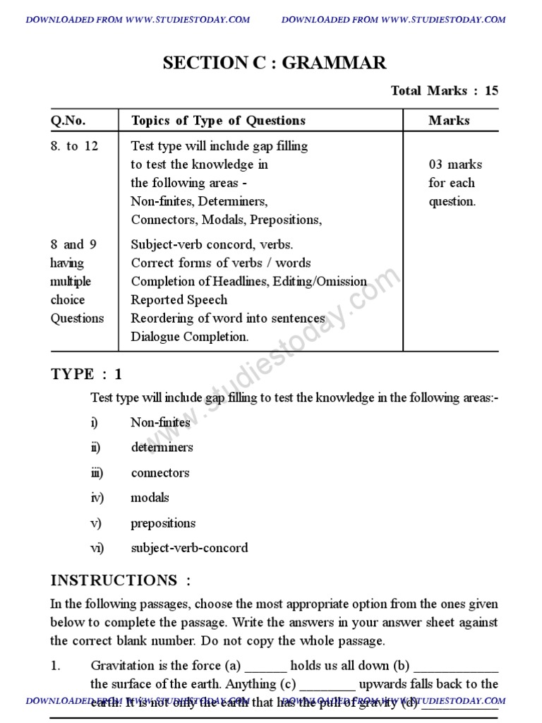 CBSE Class 10 English - Grammar Questions | PDF | Mark Twain | Question